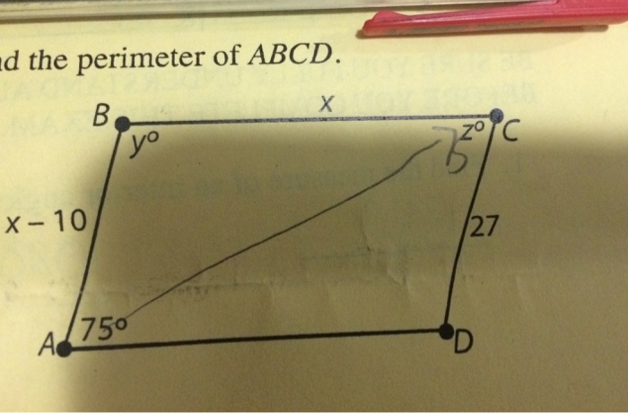 Solved Given the parallelogram ABCD, solve for x,y,z and the | Chegg.com