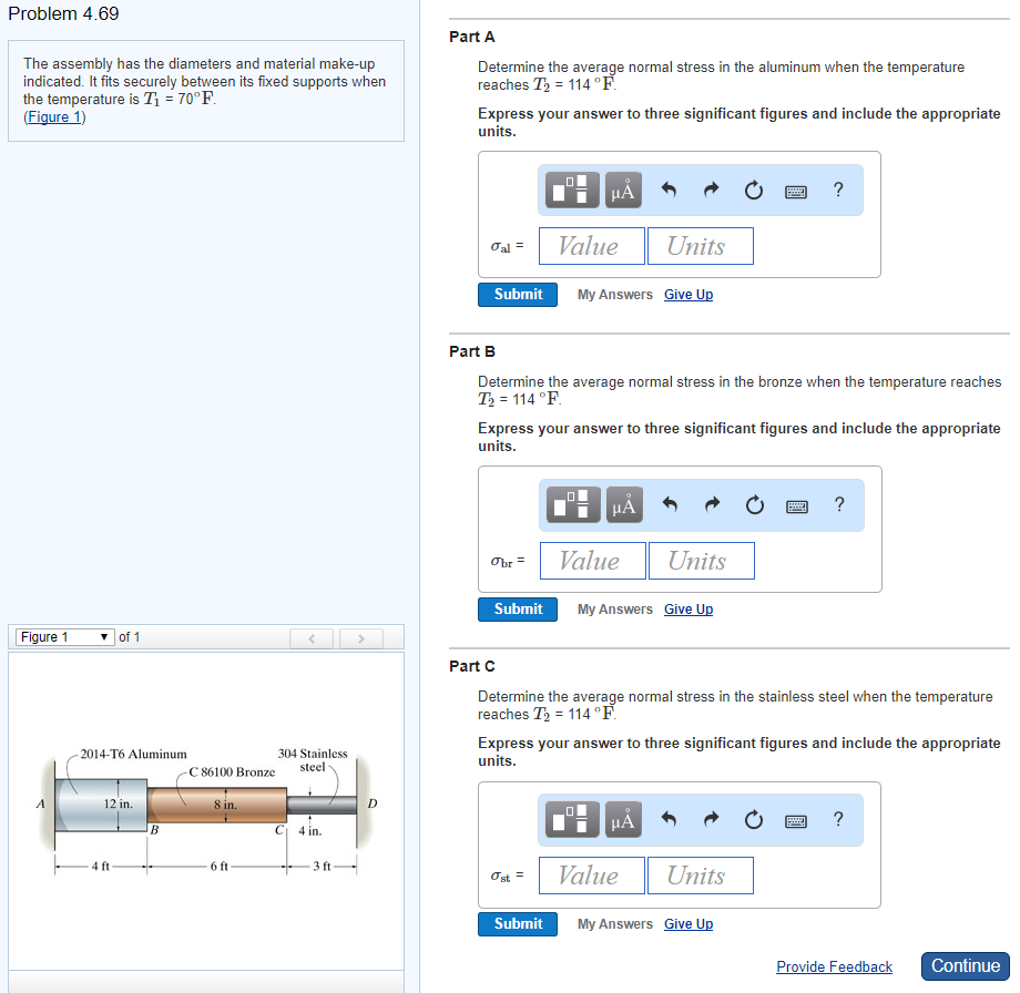 Solved The assembly has the diameters and material make-up | Chegg.com