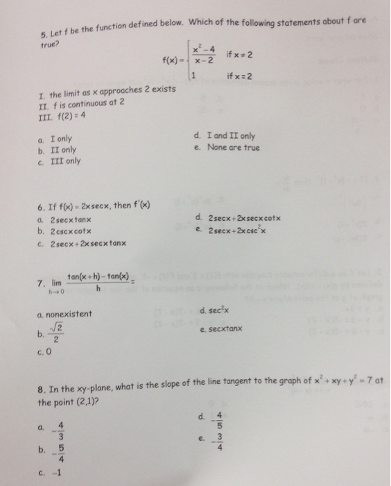 Solved Let F Be The Function Defined Below Which Of The 