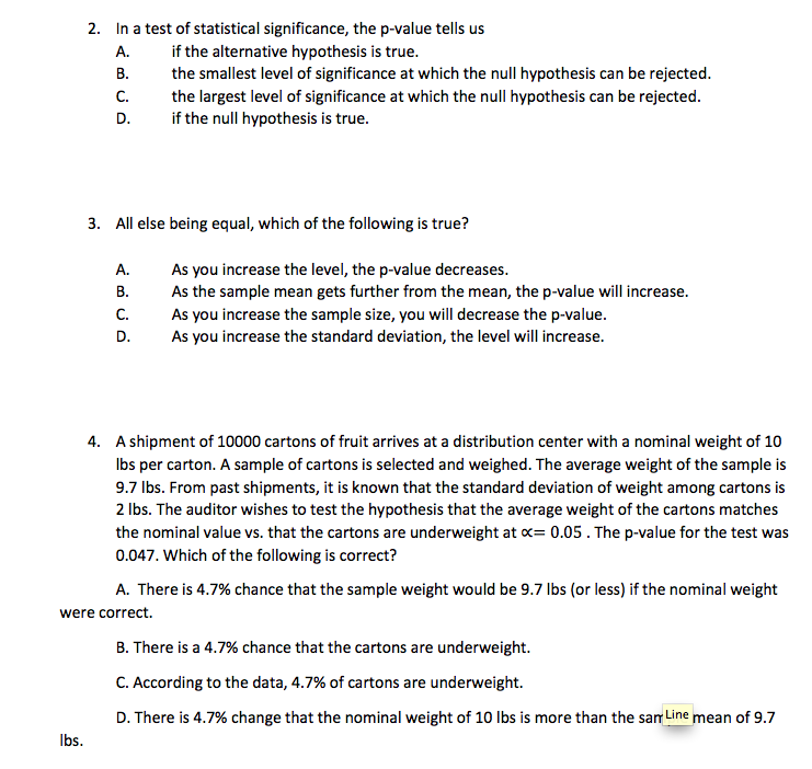 Solved In a test of statistical significance, the p-value | Chegg.com