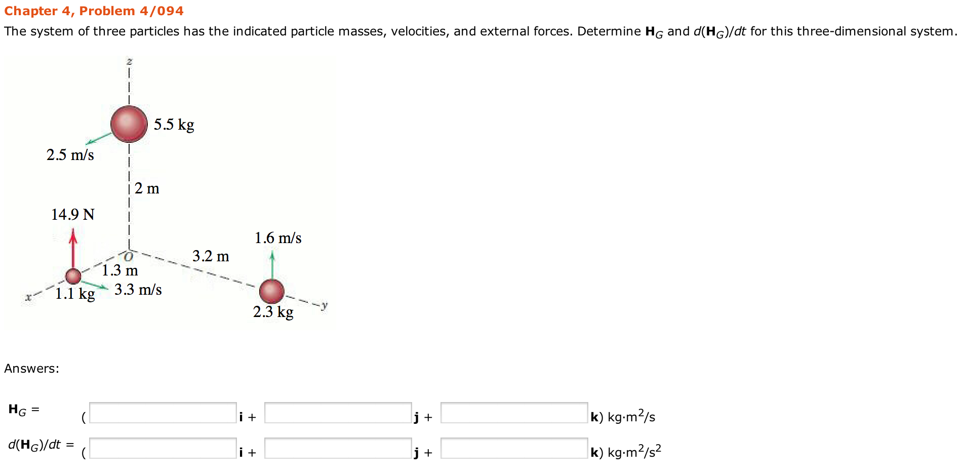 Solved The system of three particles has the indicated | Chegg.com