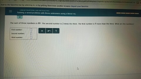Solved The sum of three numbers is 89. the second number is | Chegg.com