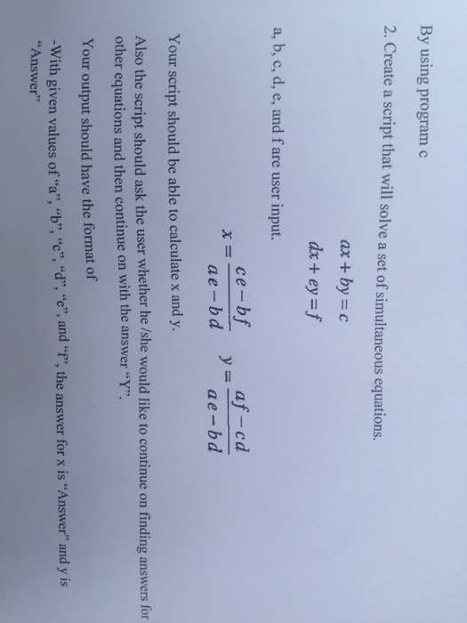 Solved By Using Program C 2 Create A Script That Will Solve 9900