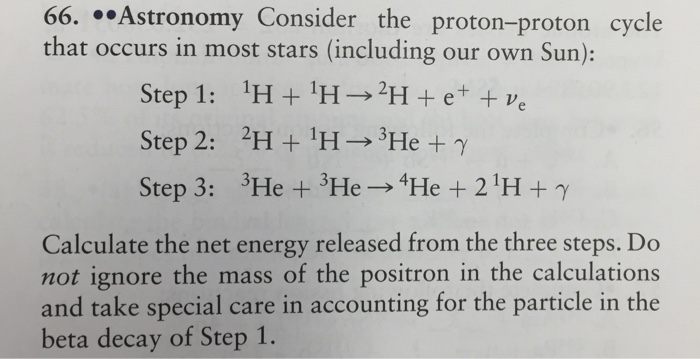 Solved 66. Astronomy Consider the proton-proton cycle that | Chegg.com