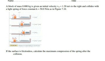Solved A block of mass 0,800 kg is given an initial velocity | Chegg.com