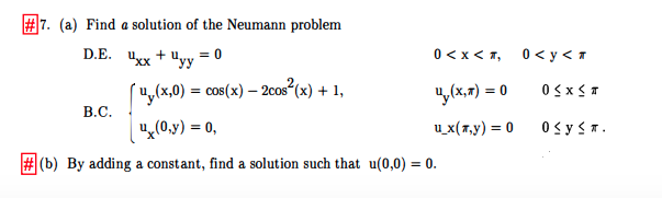 Solved 7. (a) Find a solution of the Neumann problem D.E. | Chegg.com