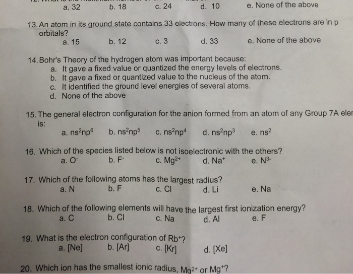 Solved An atom in its ground state contains 33 electrons. | Chegg.com