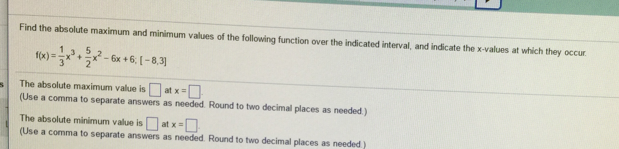Solved Find the absolute maximum and minimum values of the | Chegg.com
