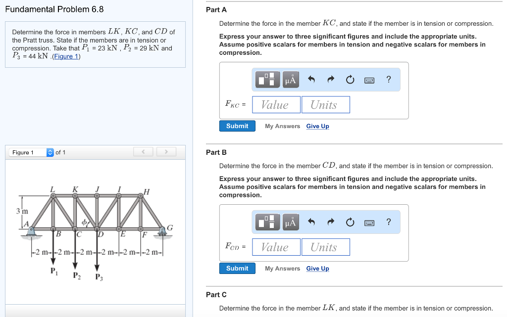 Solved Fundamental Problem 6.8 Part A Determine the force in | Chegg.com