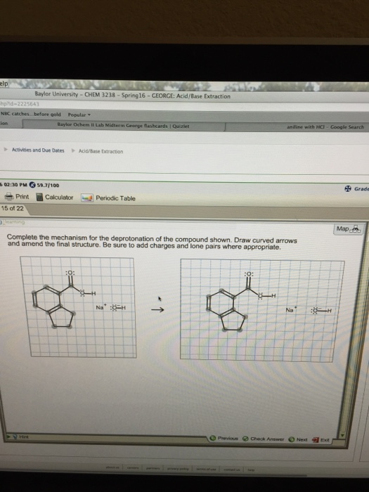 Solved Complete the mechanism for the deprotonation of the | Chegg.com