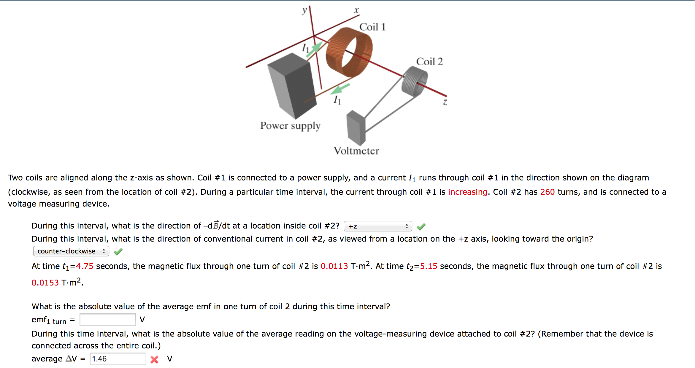 Solved Two coils are aligned along the z-axis as shown. | Chegg.com
