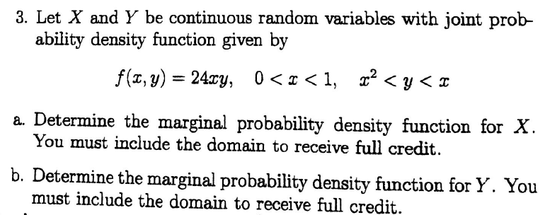 Solved 3. Let X and Y be continuous random variables with | Chegg.com