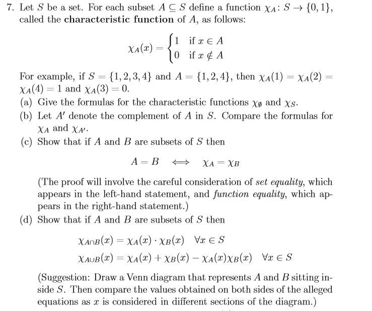Solved Let S be a set. For each subset A S define a | Chegg.com