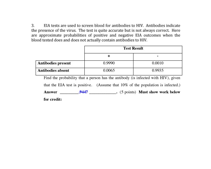 Solved 3. EIA tests are used to screen blood for antibodies | Chegg.com