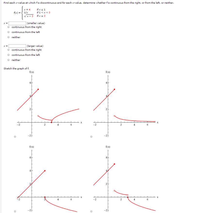 Solved Find each x-value at which f is discontinuous and for | Chegg.com