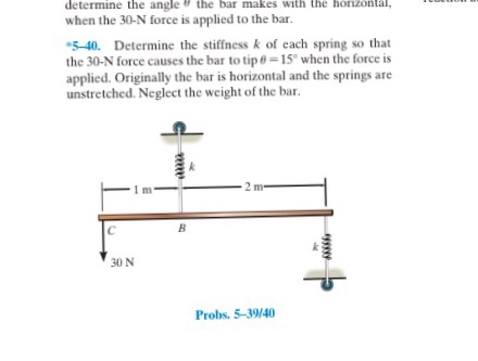 Solved determine the stiffness k of each spring so the that | Chegg.com
