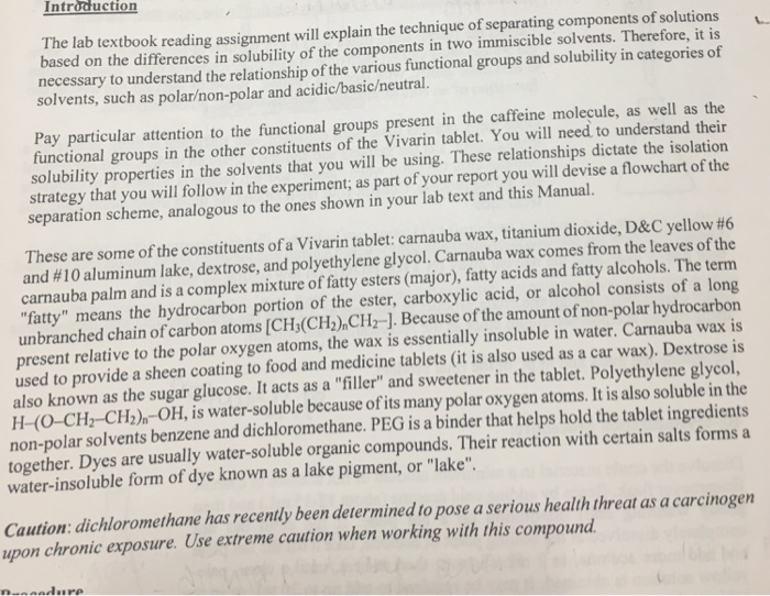 Solved Make a separation scheme for extraction of caffeine | Chegg.com