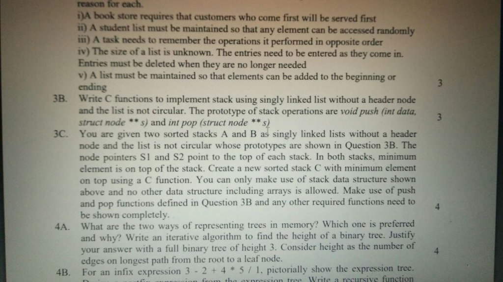 Write C functions to implement stack using singly | Chegg.com