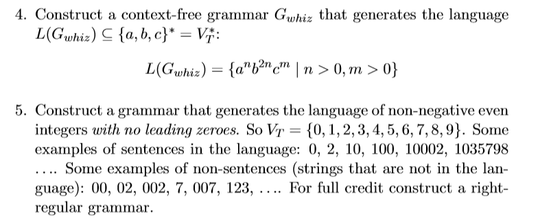 Solved Construct a context-free grammar G_whiz that | Chegg.com