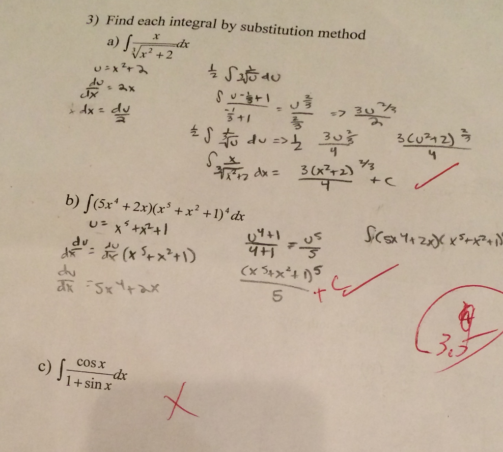 Solved Find each integral by substitution method integral | Chegg.com