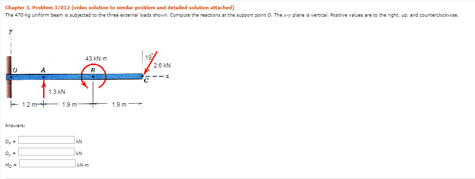 Solved Chapter 3, Problem 3/012 (video solution to similar | Chegg.com
