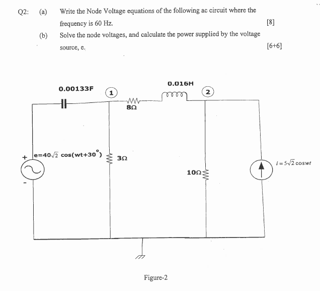 Solved Q2: (a Write the Node Voltage equations of the | Chegg.com