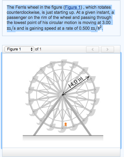 Solved The Ferris wheel in the figure (Figure 1) , which | Chegg.com