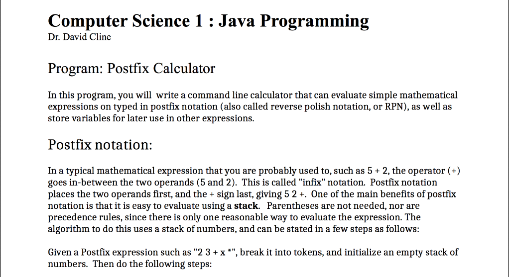 Solved Computer Science 1 : Java Programming Dr. David Cline | Chegg.com