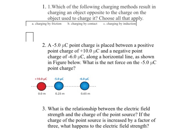 Solved Which of the following charging methods result in | Chegg.com