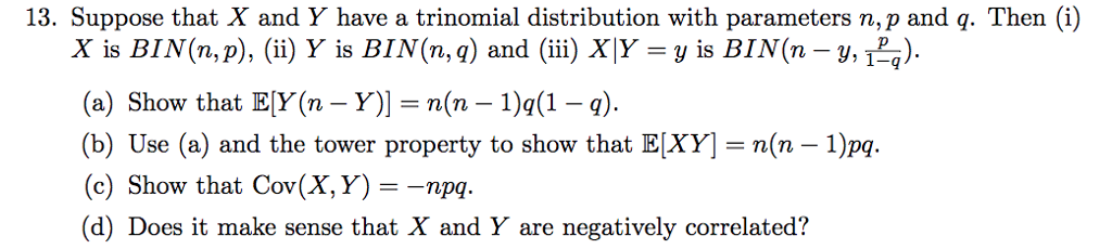 Solved 13 Suppose That X And Y Have A Trinomial