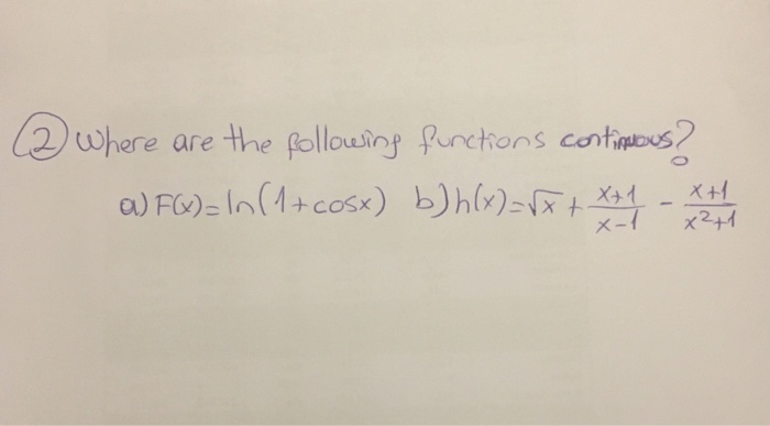 Solved Where are the following functions continuous? a) | Chegg.com