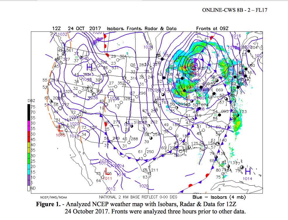 Solved ONLINE-CWS 8B-2-FL17 12Z 24 OCT 2017 Isobars, Fronts. | Chegg.com