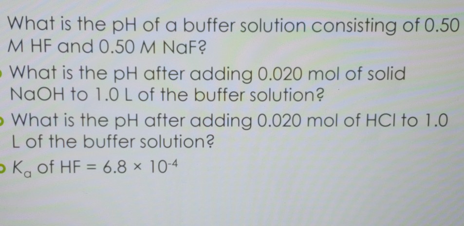 Solved What is the pH of a buffer solution consisting of | Chegg.com
