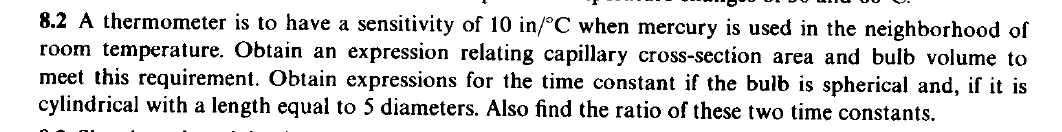 Solved 8.2 A thermometer is to have a sensitivity of 10 | Chegg.com