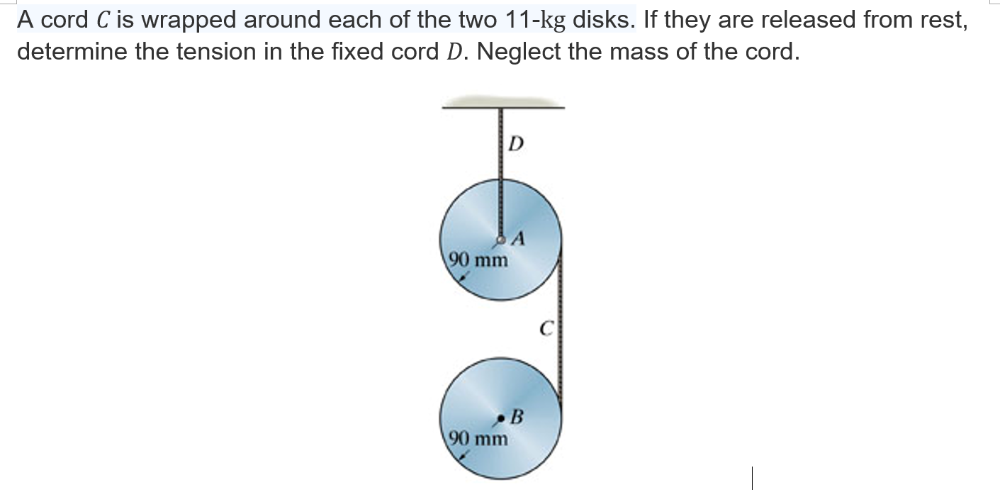 Solved A cord C is wrapped around each of the two 11 -kg | Chegg.com