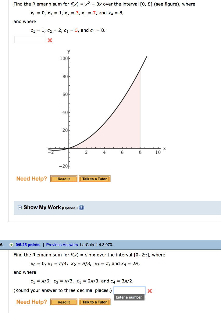 Solved Find the Riemann sum for f(x)- x2 + 3x over the | Chegg.com