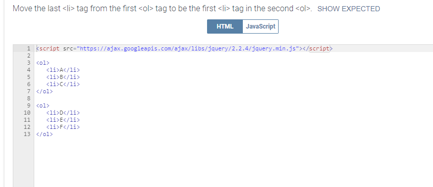 Solved Move the last tag from the first sols tag to be | Chegg.com