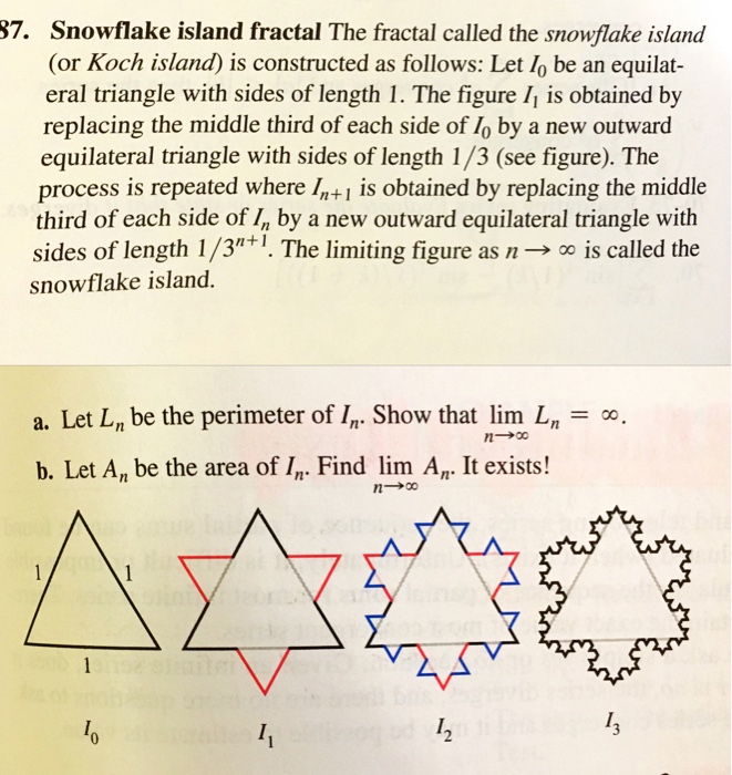 Solved The fractal called the snowflake island (or Koch | Chegg.com