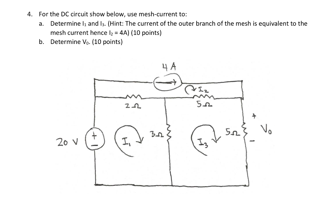 Solved 4. For the DC circuit show below, use mesh-current | Chegg.com