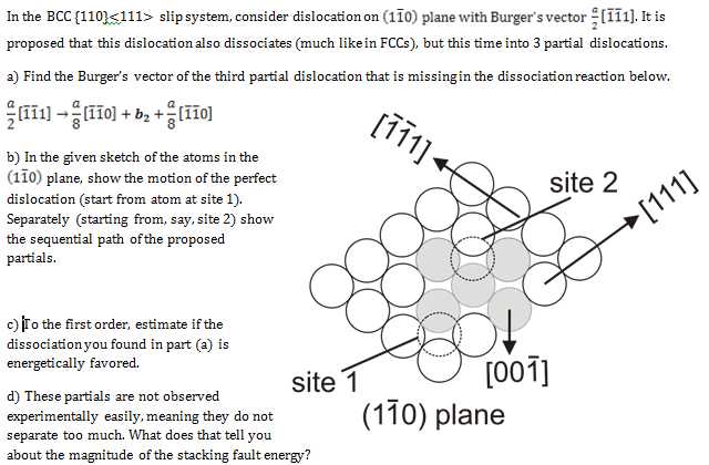 In the BCC {110} slip system, consider | Chegg.com In the BCC {110} slip system, consider | Chegg.com