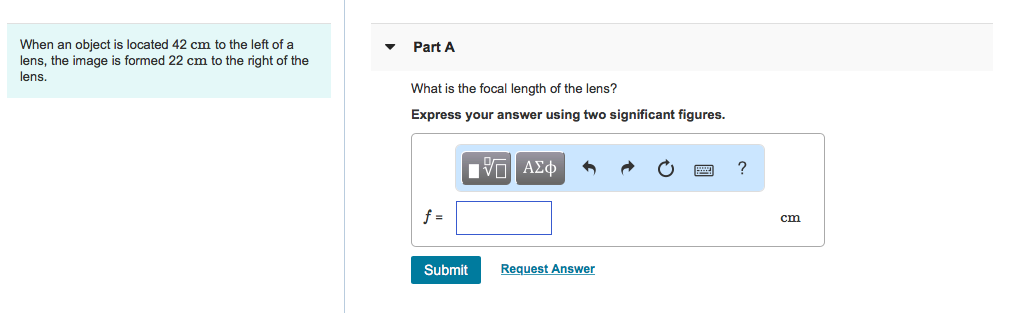 Solved When an object is located 42 cm to the left of a | Chegg.com