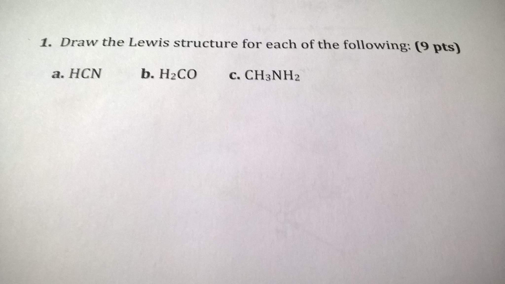 Solved Draw the Lewis Structure for each of the following: | Chegg.com