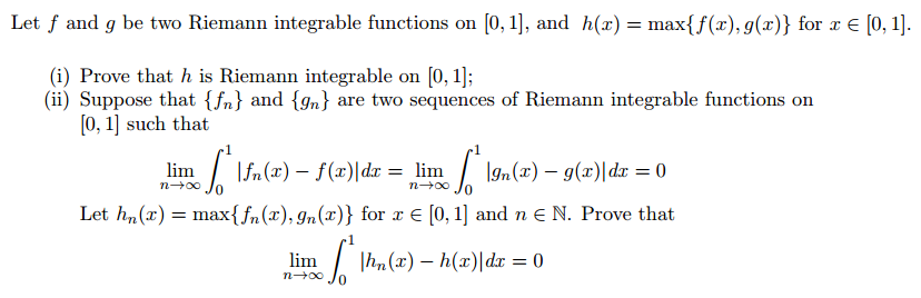 Solved Let f and g be two Riemann integrable functions on | Chegg.com
