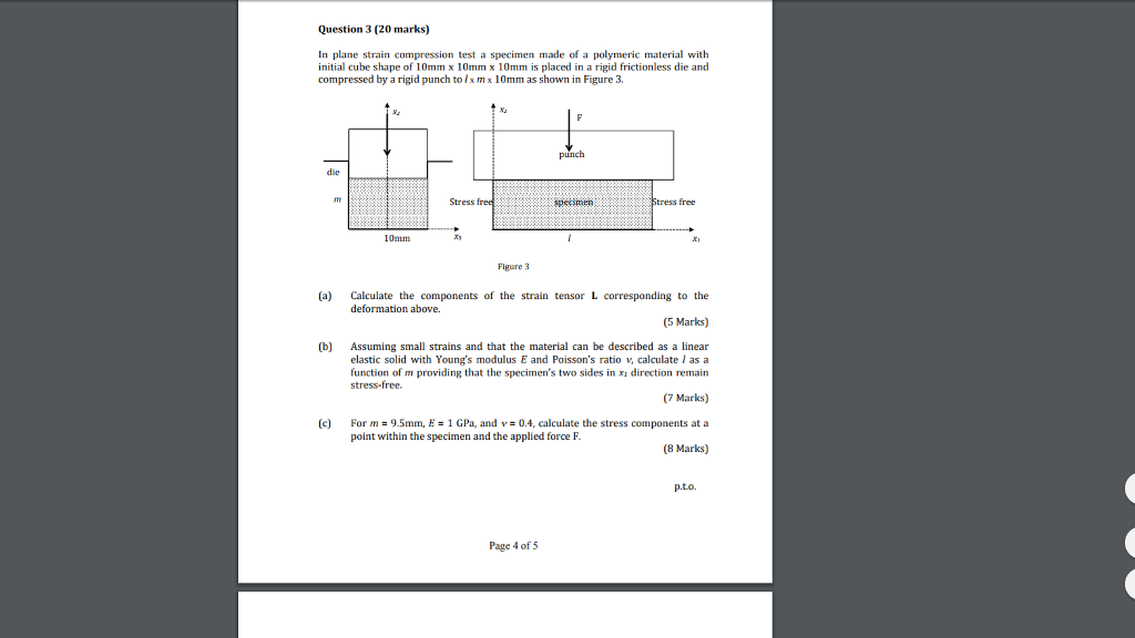 Question 3 (20 marks) In plane strain compression | Chegg.com