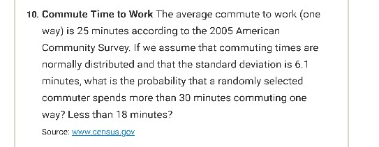 Solved 10. Commute Time to Work The average commute to work | Chegg.com