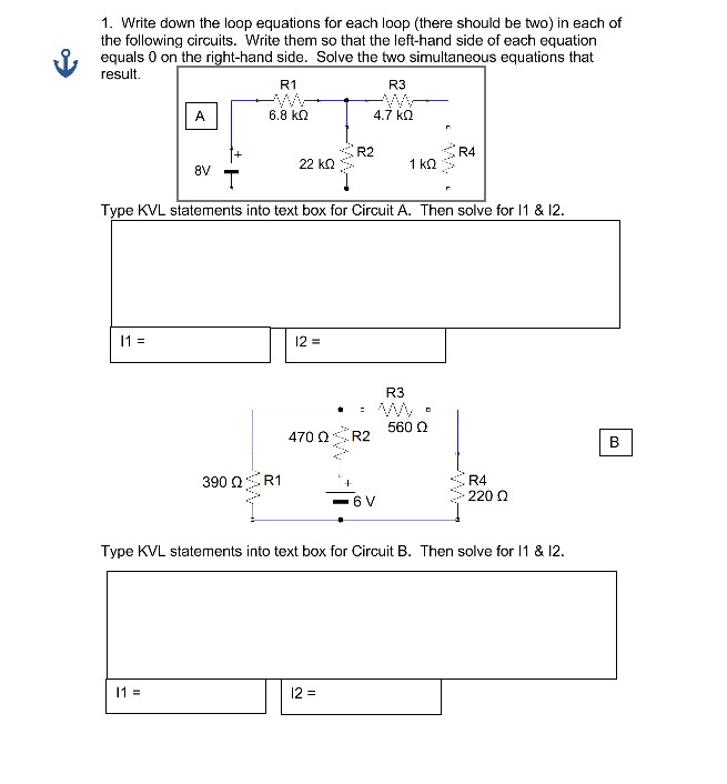 Solved 1. Write down the loop equations for each loop (there | Chegg.com