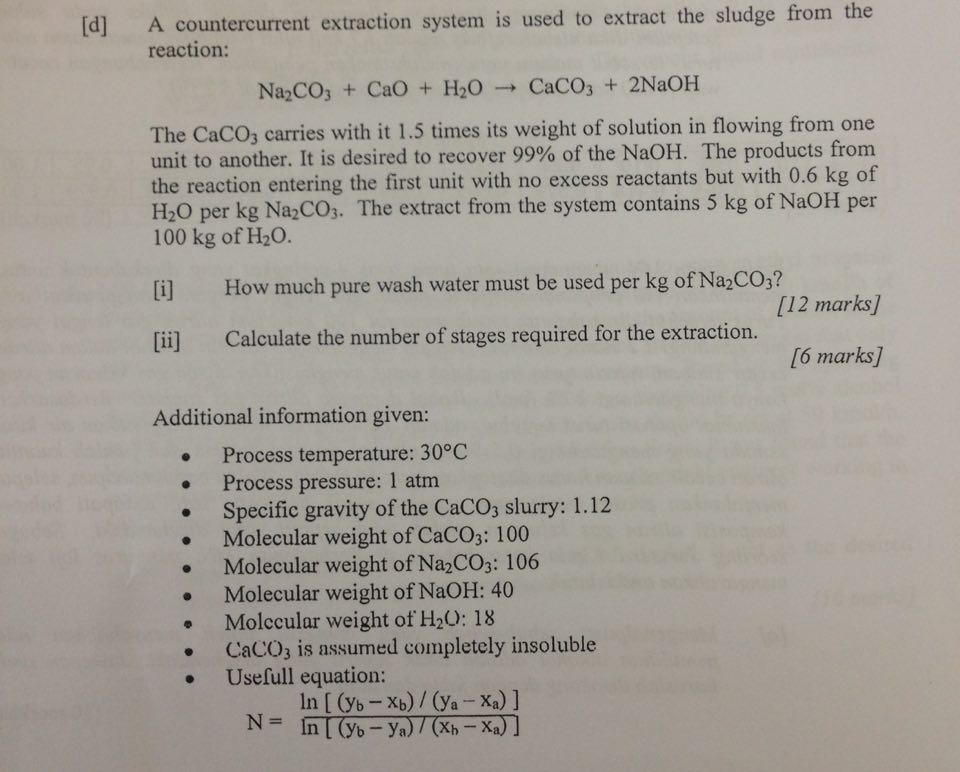 A countercurrent extraction system is used to extract | Chegg.com