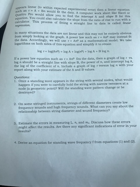 Solved appears linear (to within expected experimental | Chegg.com