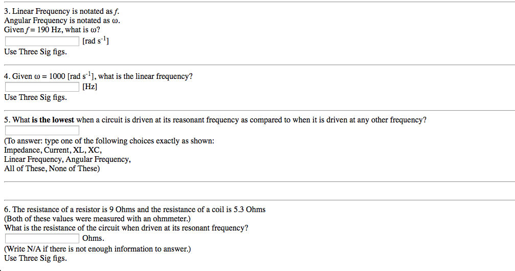 (Solved) - 3. Linear Frequency Is Notated As F. Angular Frequency Is ...