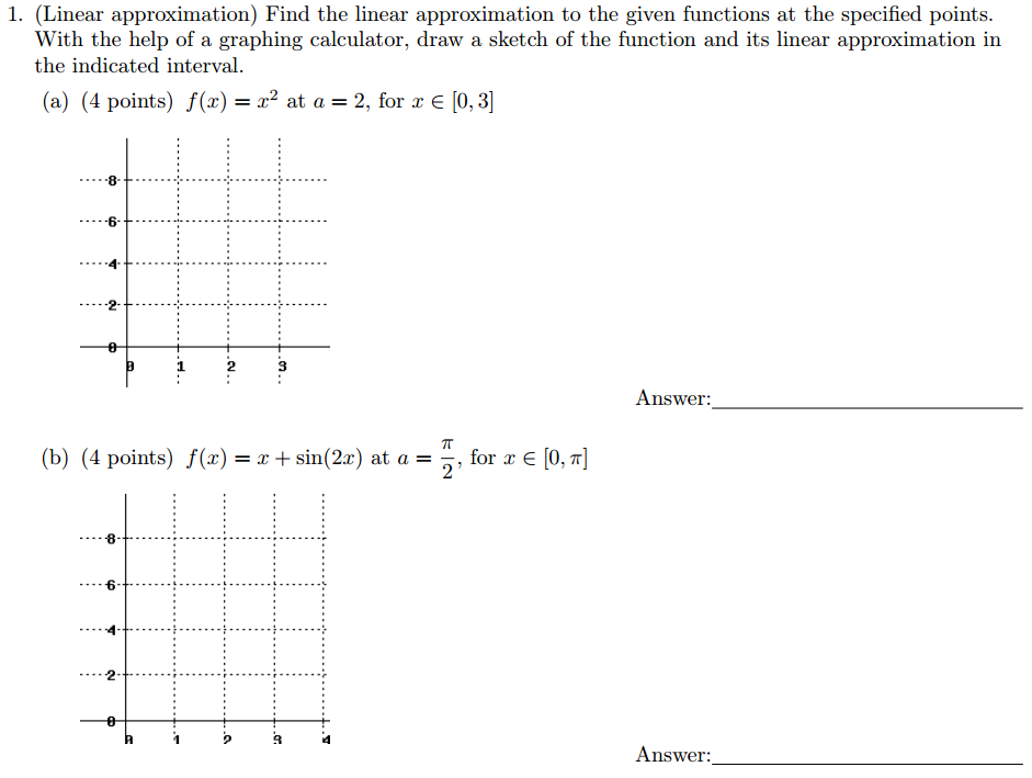 Solved 1. (Linear approximation) Find the linear | Chegg.com